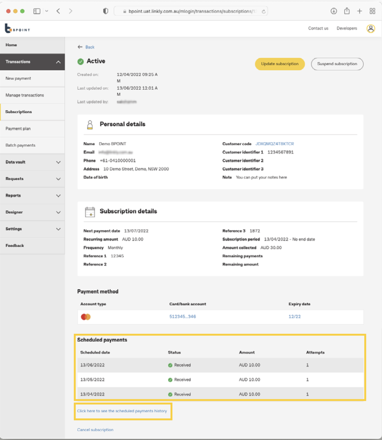 Subscriptions - How to guide – BPOINT