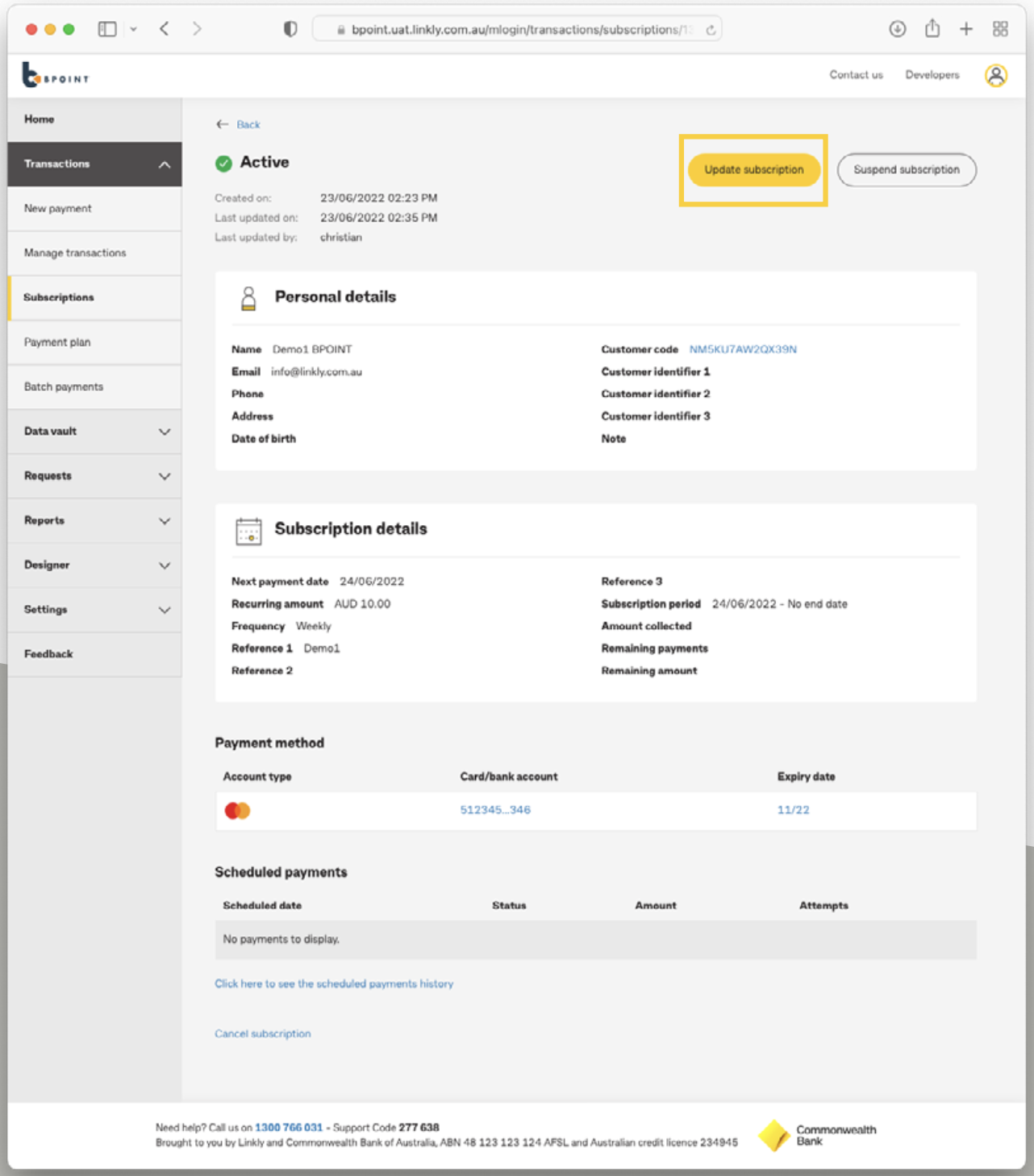 Subscriptions - How to guide – BPOINT
