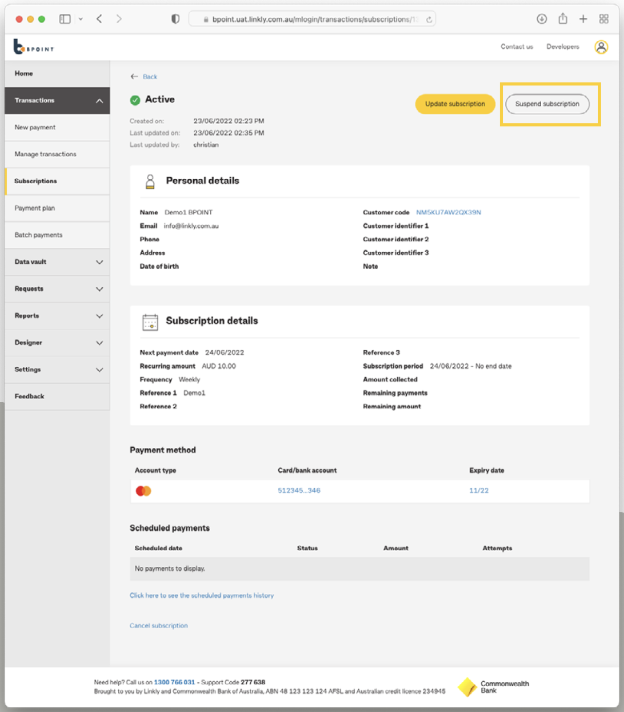 Subscriptions - How to guide – BPOINT