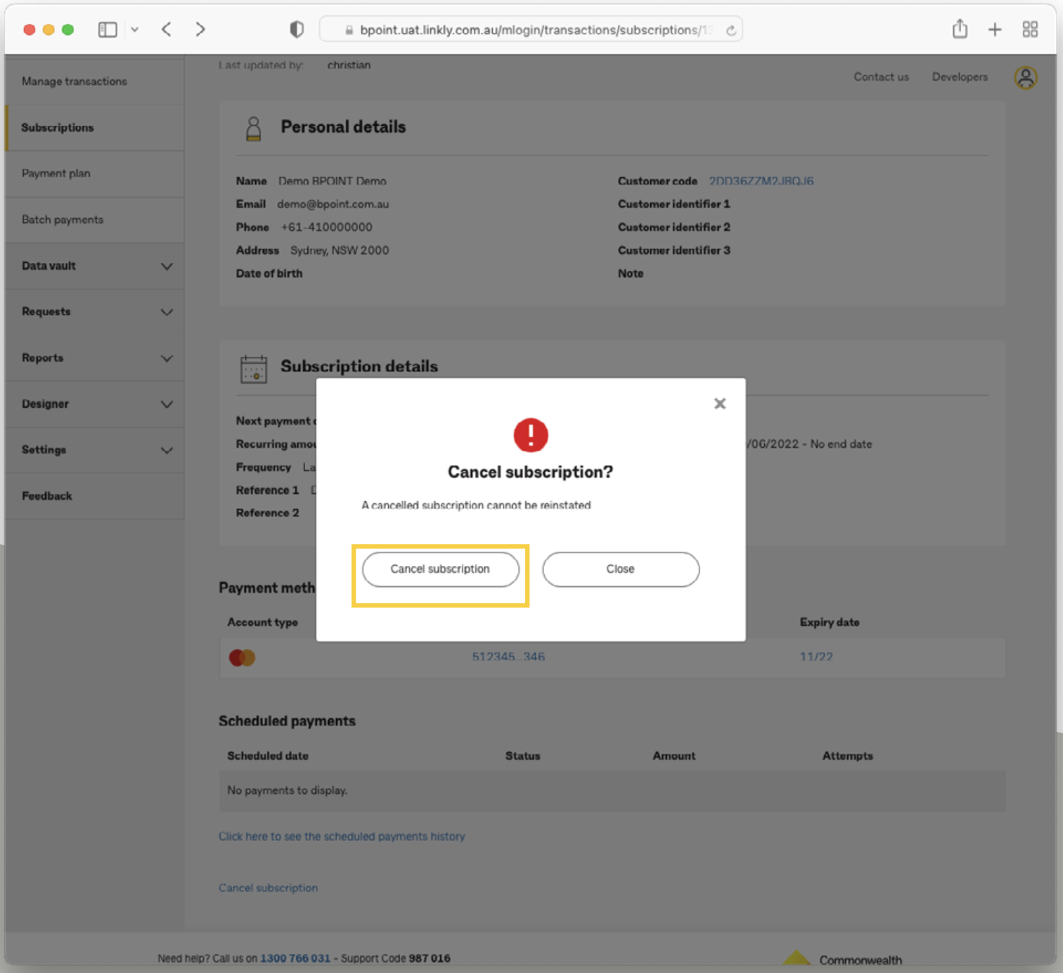 Subscriptions - How to guide – BPOINT