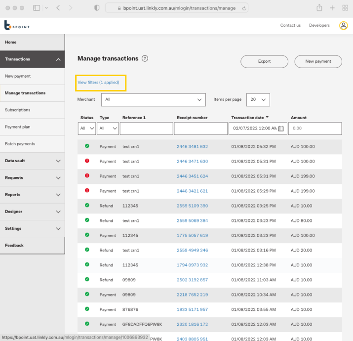 Manage Transactions - How to guide – BPOINT