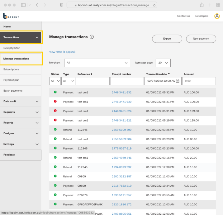Manage Transactions - How to guide – BPOINT